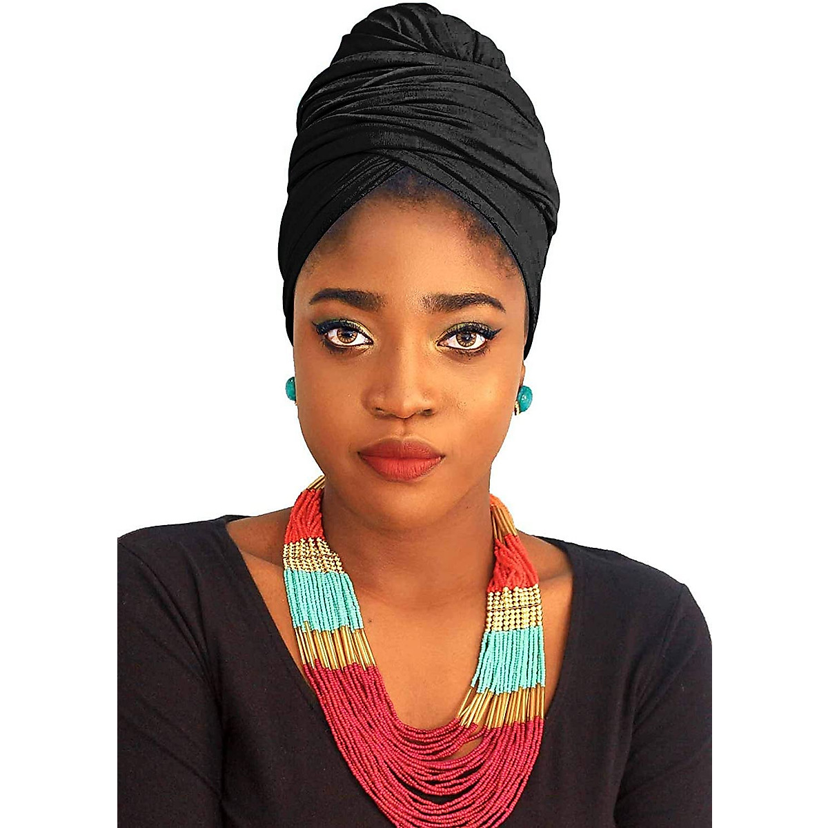 Youme Head Wraps for Women Large Headband Turban Scarf for Black Hair band African Stretch Jersey Turban Hair Band