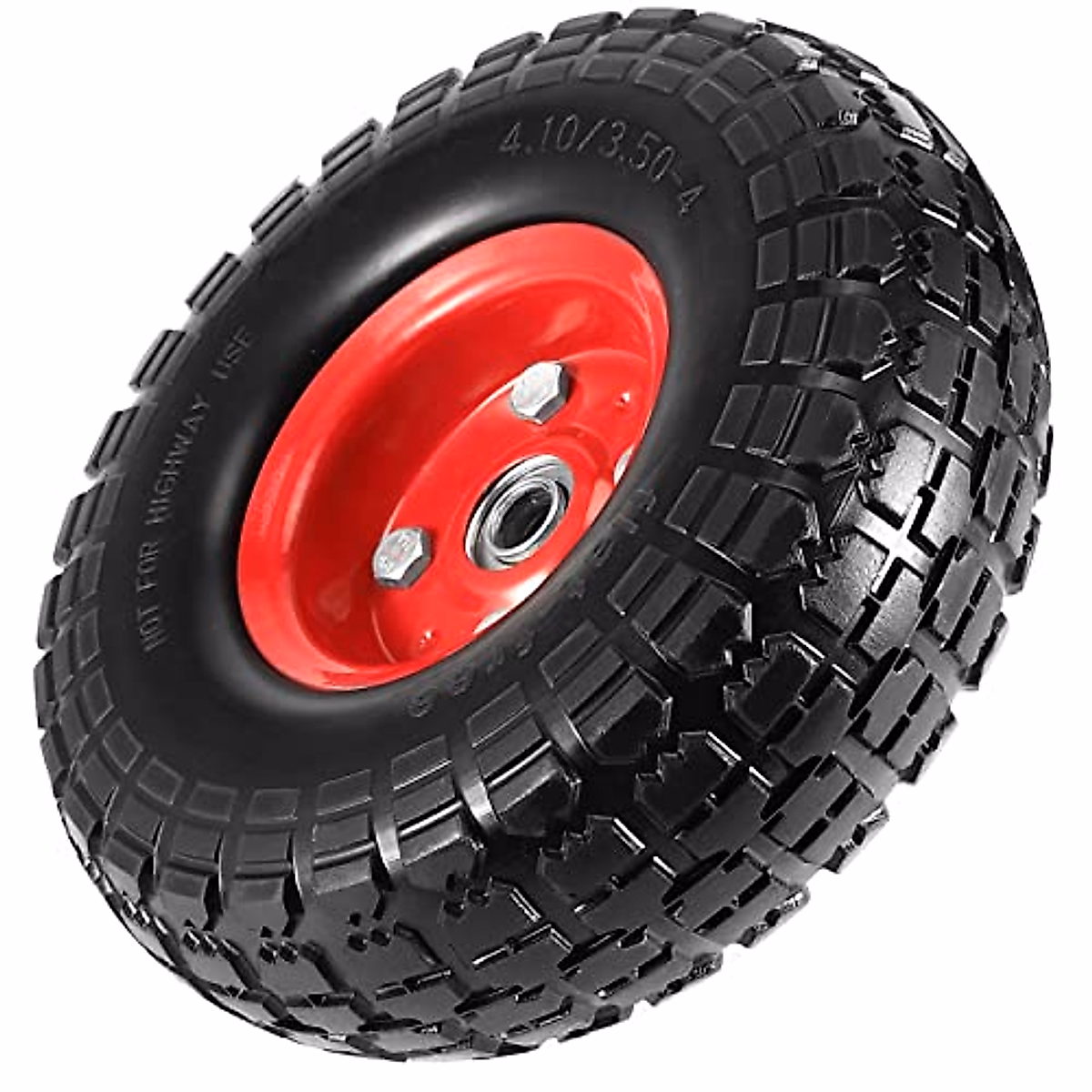 HEIHAK 10 Inches 4.10/3.50-4 Flat Free Hand Truck Tire with 5/8-Inch Center Shaft Hole, Flat Free Tire Wheel for Wagon, Dolly, Hand Truck, 220 lbs Max Load Bearing Capacity