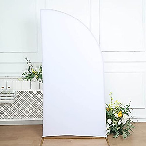 Efavormart 7ftx3ft Matte White Fitted Spandex Half Moon Wedding Arch Cover, Custom Fit Chiara Backdrop Stand Cover