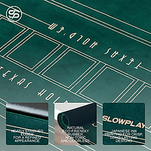 SLOWPLAY 70 x 35 Inch Texas Hold'em Poker Mat | Portable Poker Table Top with Art Deco Layout Print, Hemmed Edges, Smooth Surface, and Premium Carrying Bag for Games Everywhere