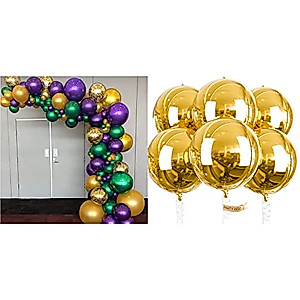 PartyWoo Purple Green Gold Balloons 50 pcs and Gold Foil Balloons 6 pcs