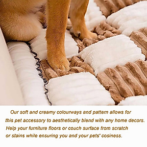 Waterproof Blanket Dog Bed Cover Pet Blanket - Funnyfuzzy Cream-Coloured Large Plaid Square Pet Mat Bed Couch Cover, Dog Blankets for Large Dogs - Funny Fuzzy Couch Cover
