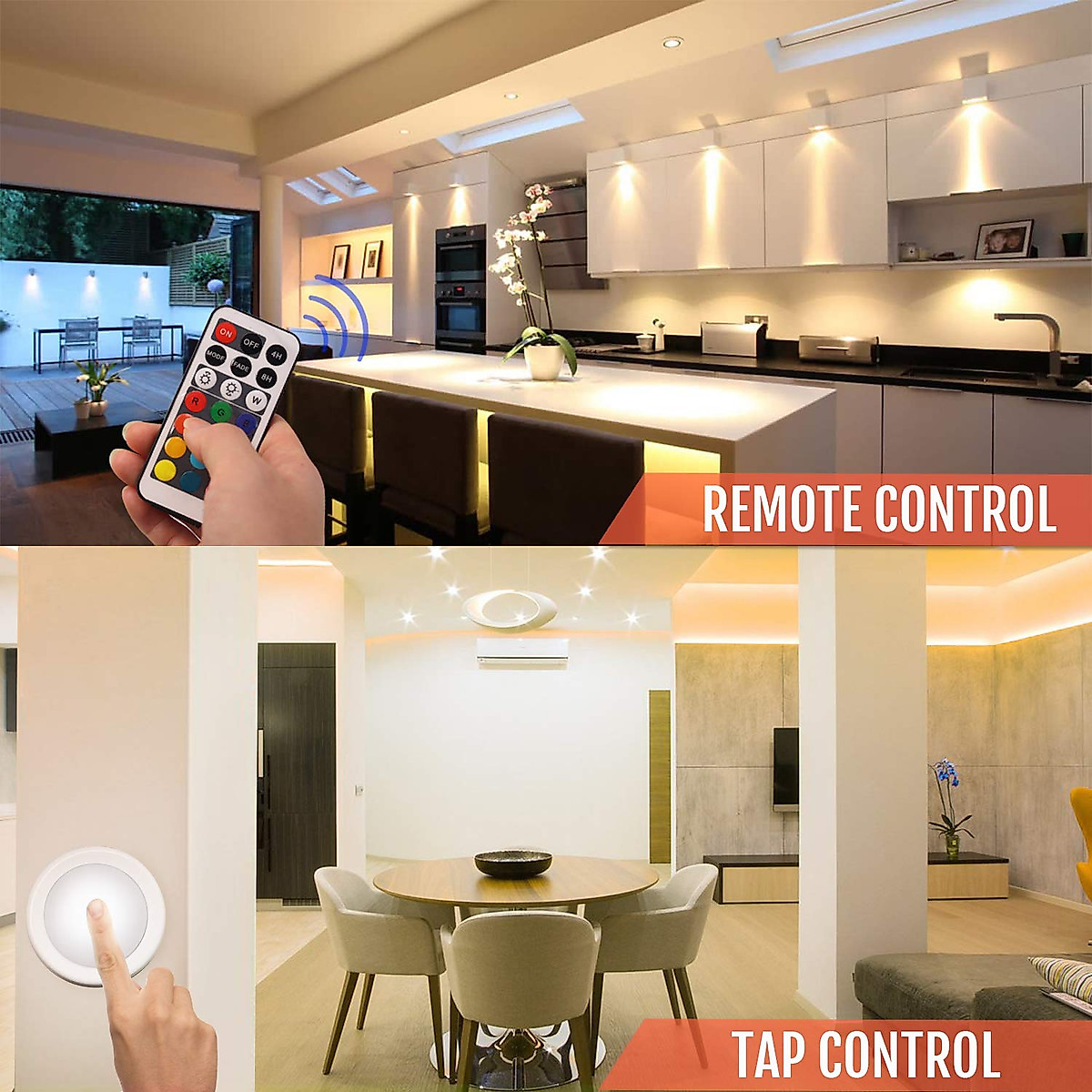 Novelty Place LED Puck Light with Remote Control - Under Cabinet Lighting - Battery Operated Dimmable Tap Lights -12 Color Changing Adhesive Sticky Night Light with Timer (3 Pack)