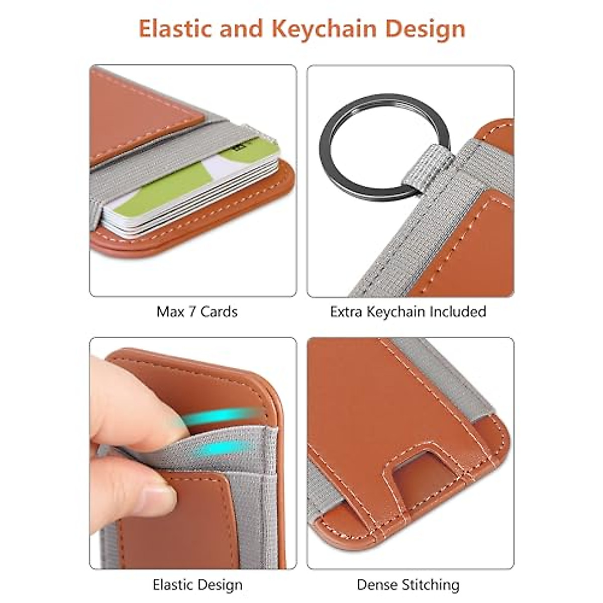ExtreLife For Magsafe Wallet, Strong Magnetic Wallet for iPhone 15/14/13/12 Series, Magnetic Card Holder Wallet for iPhone Wallet Magsafe with 2 Card Slots, Vegan Leather, Hold 7 Cards, Slim, Brown