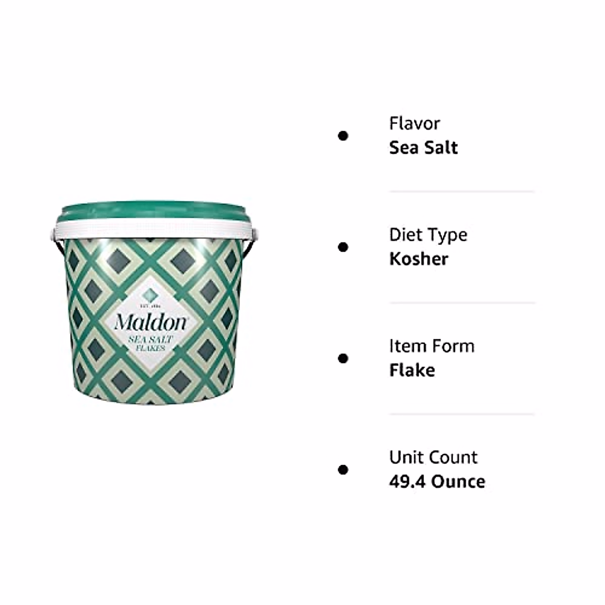 Maldon Salt, Sea Salt Flakes, 3.1 lb, Bulk Tub, Kosher, Natural, Handcrafted, Gourmet, Pyramid Crystals