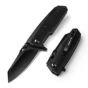 FLISSA Small Pocket Knife, 2-3/4" D2 Steel Blade, EDC Folding Knives, Ebony Wood Handle with Clip, Mini Knife with Liner Lock for Everyday Carry Camping Survival Hiking