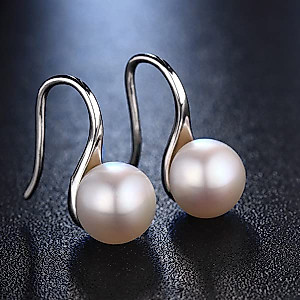 HUGE TOMATO AAA Freshwater Pearl Drop Earrings 8-9mm Sterling Silver and 14k Gold Real Pearl Earrings