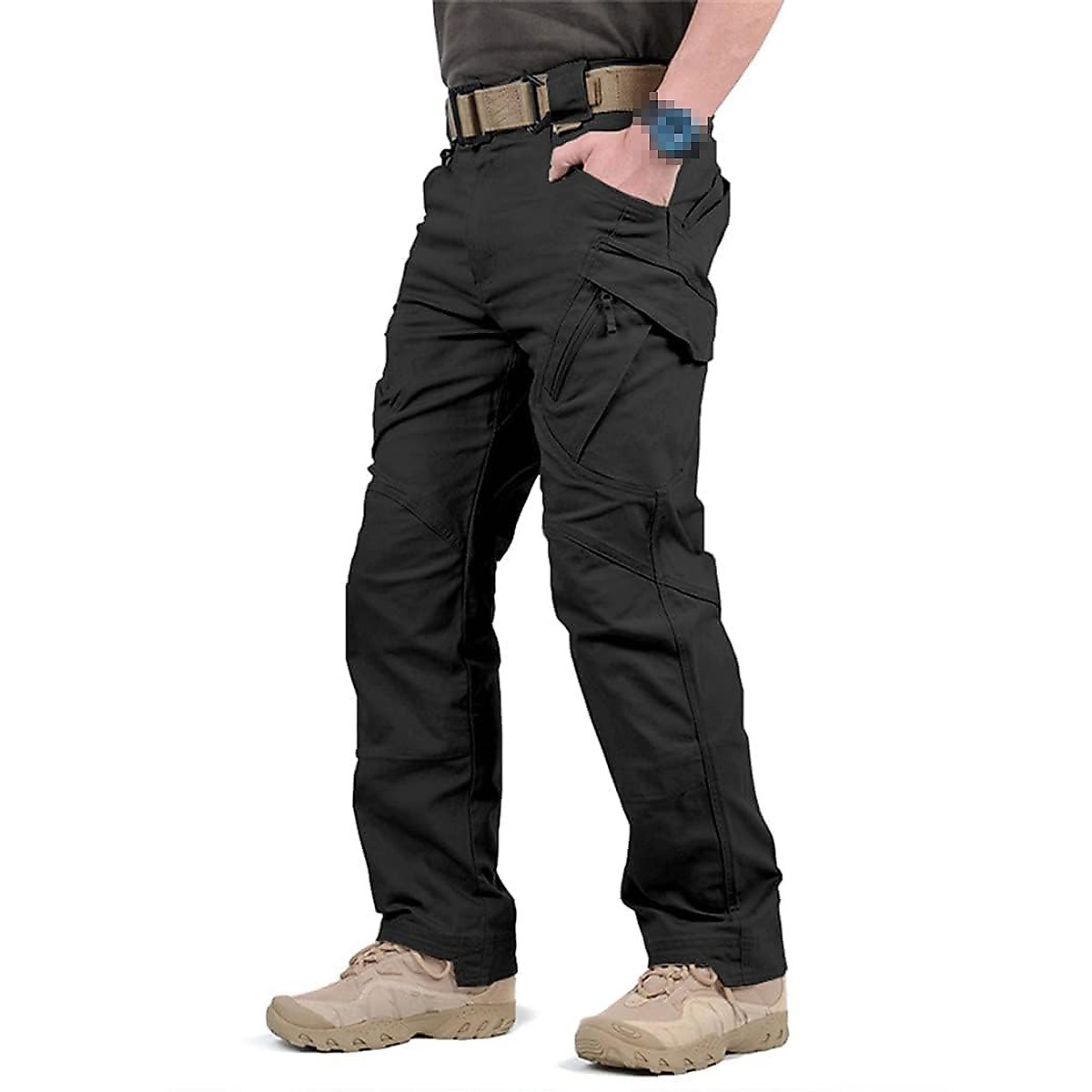 KEHAIOO Men Military Tactical Cargo Pants, SWAT Combat Army Trousers, Casual Many Pockets Stretch Cotton Pants Gray S
