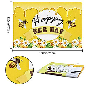 PAKBOOM Happy Bee Day Backdrop Banner Background - Bumble Bee Birthday Decorations Party Supplies for Boys Girls - 3.9 x 5.9ft