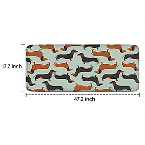 HULOSHIKDL 47"*18" Long Kitchen Mat Dachshund Dog Breed Microfiber Rubber Backing Non-Slip Water-Absorbent Anti-Fatigue Design Foam Kitchen Rug