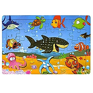 Wooden Jigsaw Puzzles Set for Kids Age 2-6 Year Old 30 Piece Colorful Wooden Puzzles for Toddler Children Learning Educational Puzzles Toys for Boys and Girls (4 Puzzles)