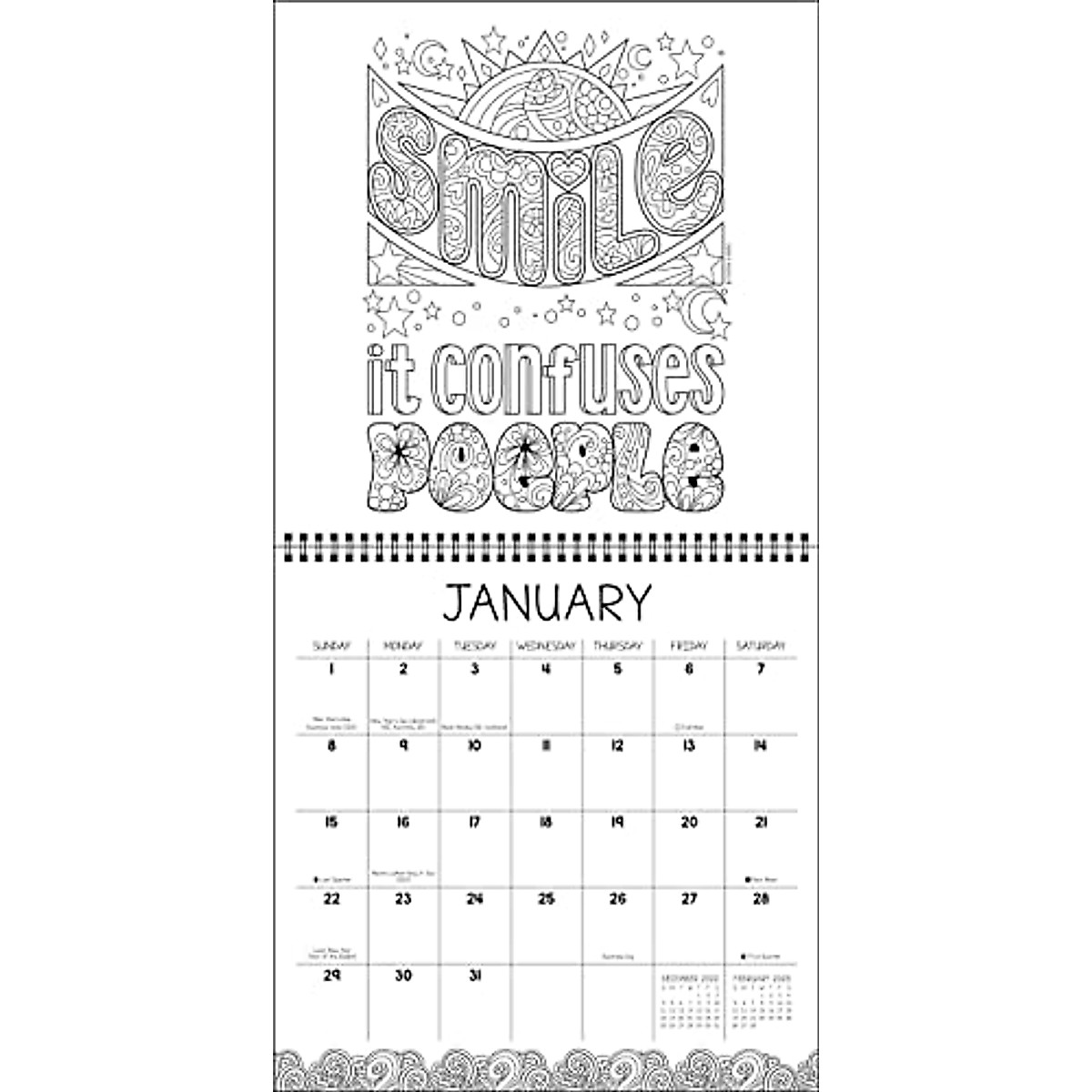 Calm the F*ck Down 2023 Coloring Wall Calendar: Irreverent Adult Coloring