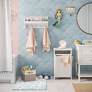 RiverRidge Kids Catch-All Wall Shelf with Bookrack and Hooks, One Size, White