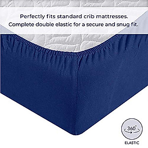 Cuddles & Cribs 100% Cotton Jersey Fitted Crib Sheet - 1 Pack, Denim