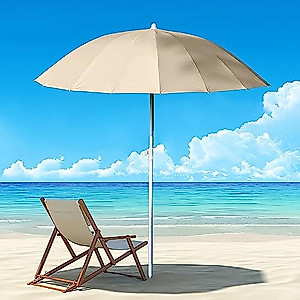 6ft Blue Beach Umbrella UV Protection Patio Umbrellas With Tilt Yard Umbrella Portable Umbrella Outdoor Waterproof Umbrella For Patio Table Adjustable Height For Garden Lawn Deck (Color : Light Brown