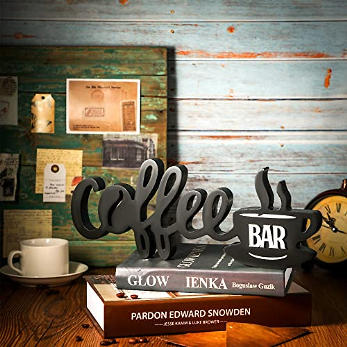 Yulejo Coffee Bar Sign Wooden Block Farmhouse Coffee Bar Decor Rustic Coffee Bar Decor for Coffee Bar Wooden Coffee Decor for Coffee Bar Home Office Kitchen