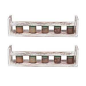 Mind Reader Floating Spice Shelves, Rustic Farmhouse Pantry Organizer, Easy Install, Storage Display for Condiments, Snacks, Appetizers, Set of 2, Torched Wood, Brown