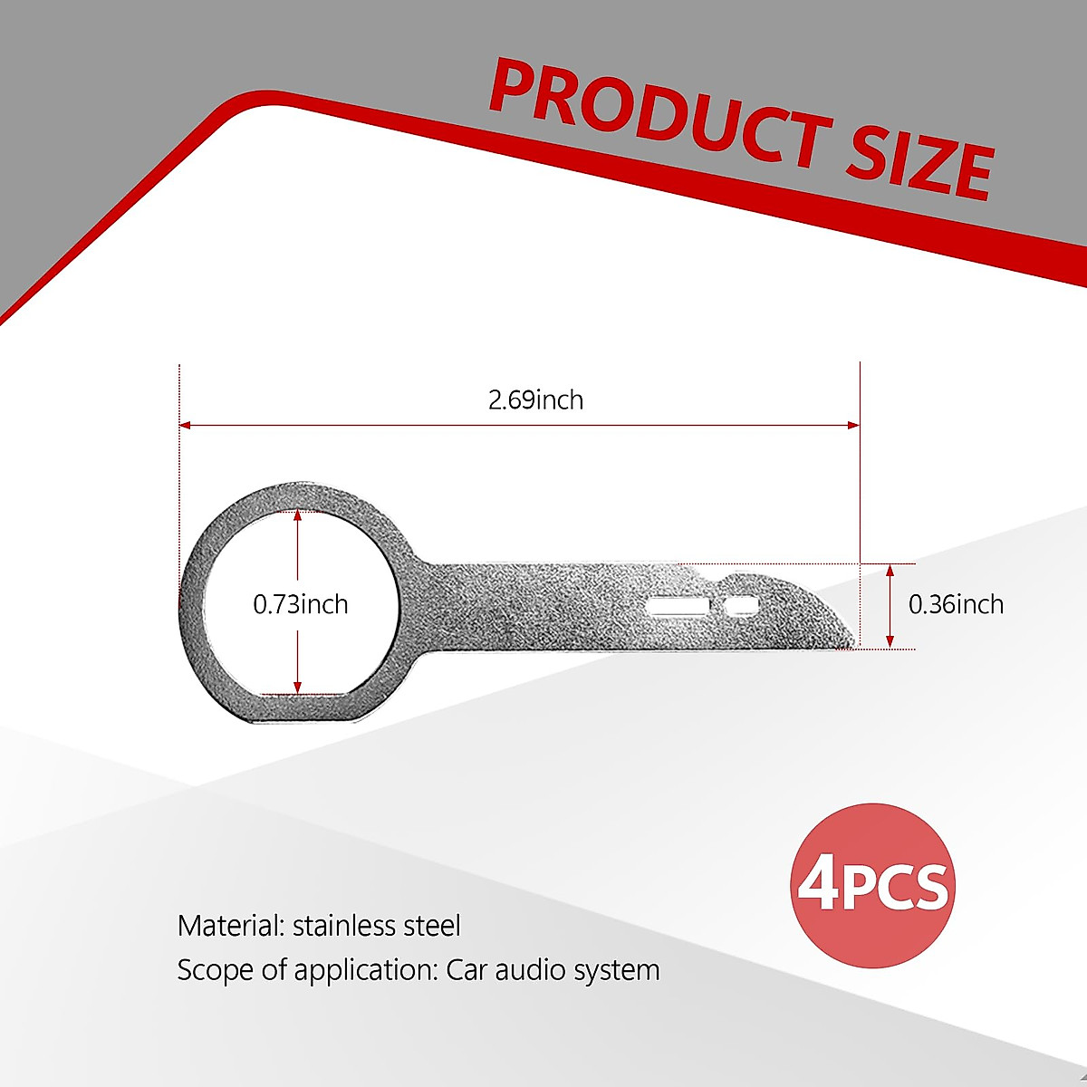 Sodcay 4 PCS Car Audio Key Removal Tool, Dashboard Removal Stainless Steel Non-Bending Easy-Grip Handle, CD DVD Host Key Removal and Assembly Tool, Universal for Most Cars Accessories (Silver)