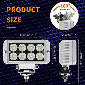 RVZONE Dual Color Led Boat Lights IP67 Waterproof LED Marine Spreader Light Deck/Dock Marine Lights Boat Deck Flood Beam Led Boat Light Bar for Night Fishing (White Housing, White & Blue)