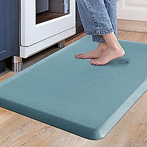Carvapet Anti-Fatigue Floor Mat Cushioned Kitchen Comfort Mat Waterproof Non-Slip Standing Desk Mats and Rugs Heavy Duty PVC Ergonomic Foam Mat for Home Kitchen Office Laundry,Teal,17.3"x28"
