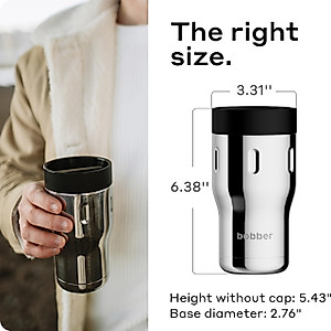 BOBBER 12 oz Stainless Steel Coffee Tumbler – Dishwasher Safe, Insulated Tumbler with Screw Top Twist 360 Drinking Lid – BPA-Free Thermo Coffee Mug Cup Leak-Proof, Spill-Proof for Women, Men (Glossy)