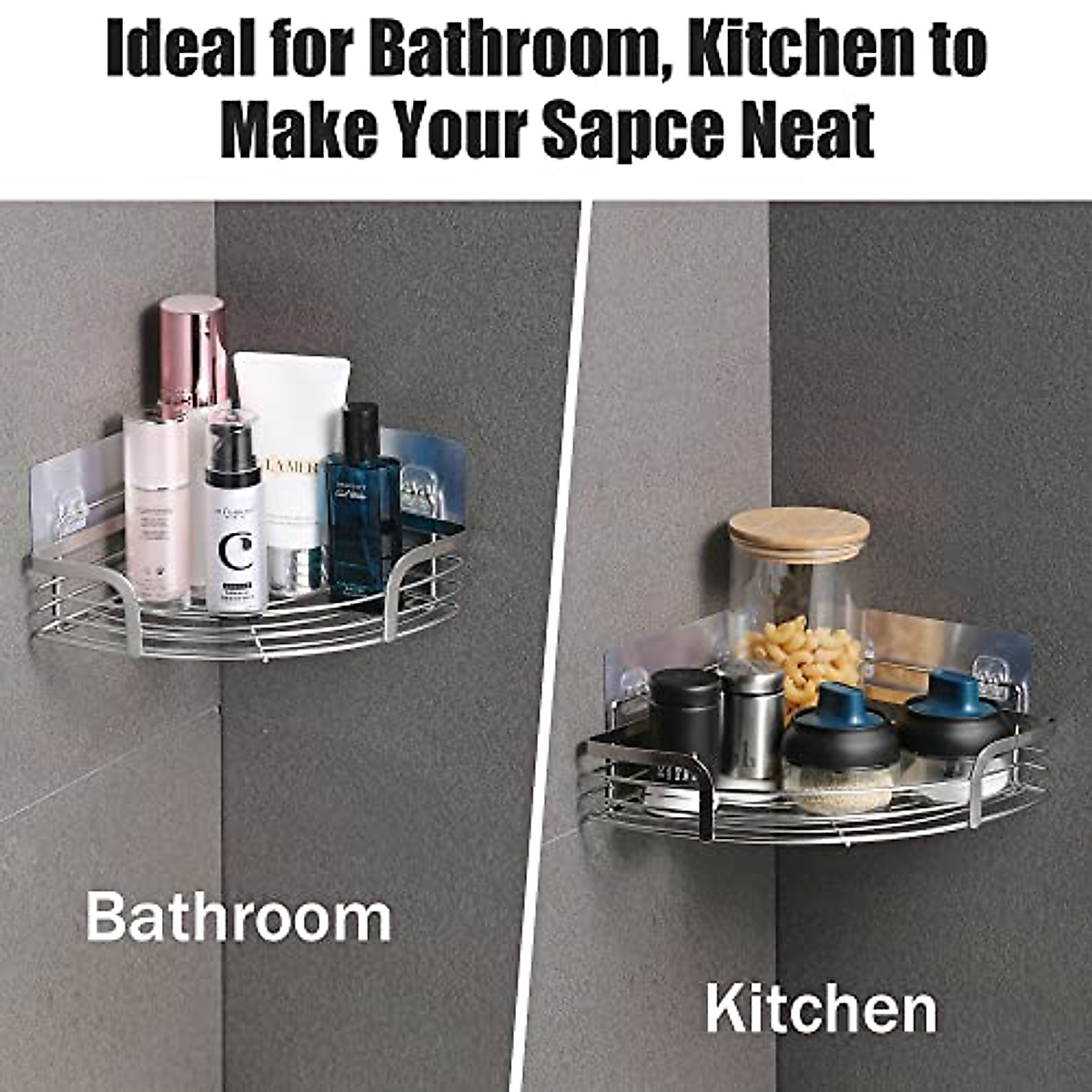 RelaxScene Shower Caddy Shelf for Corner - Bathroom Shower Organizer Storage 2-Pack Rustproof - Shower Shelves for Inside Shower Silver