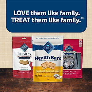 Blue Buffalo Health Bars Crunchy Dog Biscuits, Oven-baked Dog Treats Made with Natural Ingredients, Bananas & Yogurt, 16-oz Bag