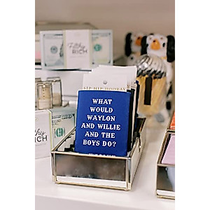 Southern Roots Theme Can Cooler, US Made, 12 oz Sleeves for Soda, Beer, Seltzer, Beverages (single) (What Would Waylon and Willie and The Boys Do, Royal Blue w/ White Lettering, Foam) | Sip Hip Hooray