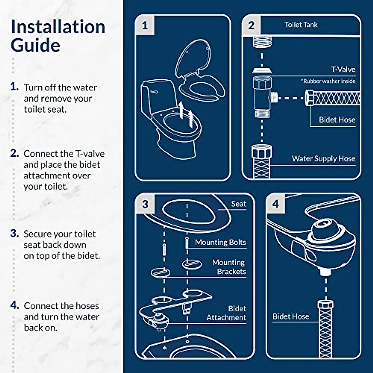 Bio Bidet by Bemis SlimGlow Freshwater Spray Bidet Attachment For Toilet, White, Non Electric, Easy Install
