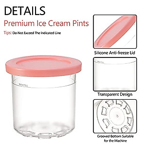 CINPIUK Ice Cream Pints, 2 Pack Containers with Lids Replacements for Ninja Creami Pints, Compatible with NC301 NC300 NC299AMZ Series Ice Cream Maker, Dishwasher Safe & Leak Proof Pink & Green