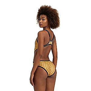 Arena Women's Standard Single Design Seamless One Piece Swimsuit, Gold-Multi Black, 34