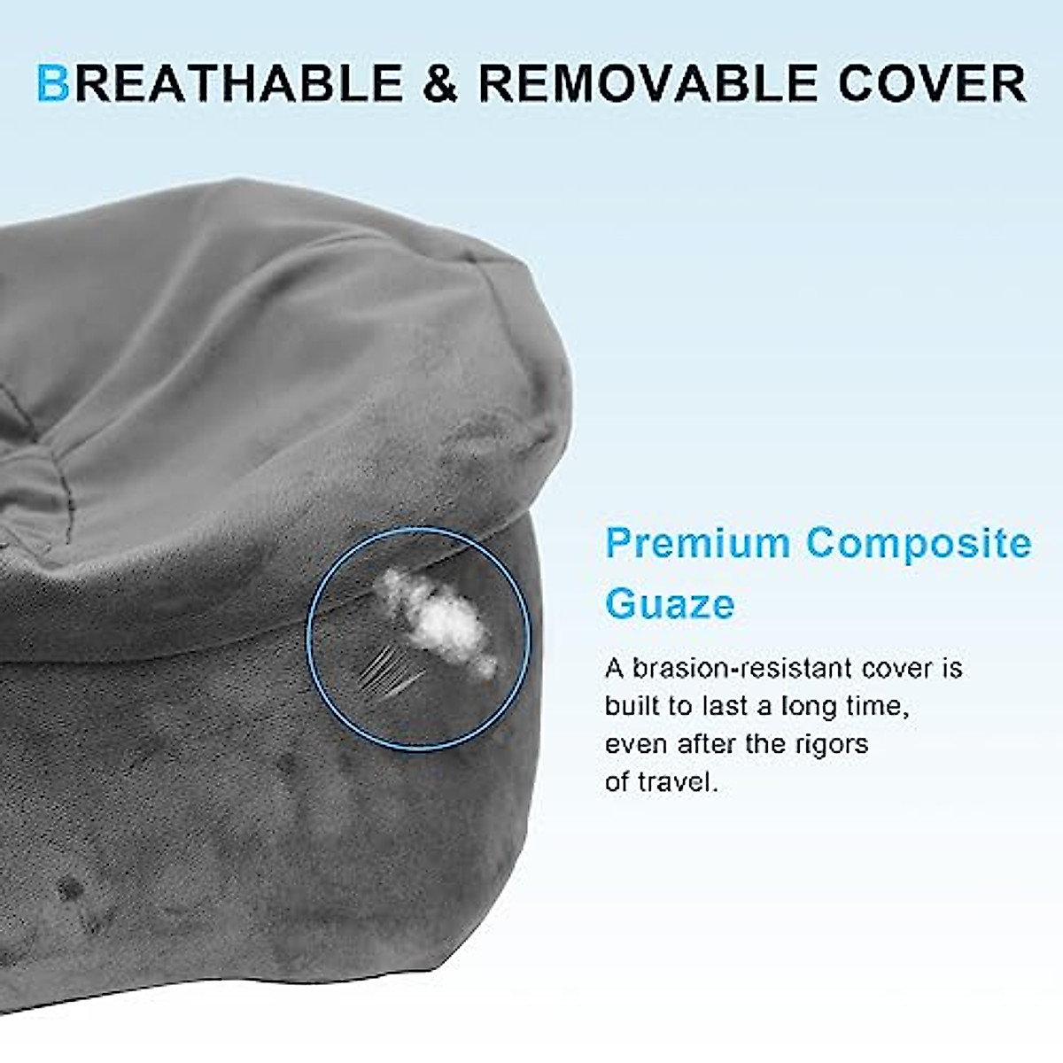 Ustenroya Neck Pillow for Sleeping Travel Travel Pillows for Airplanes 100% Pure Memory Foam Neck Pillow, Portable Pillow for Office Cars Trains Long Flights Sleeping (Grey)