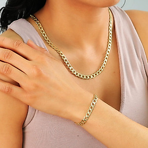 Nuragold 10k Yellow Gold 6.5mm Cuban Curb Link Chain Bracelet, Mens Womens Jewelry 7" 7.5" 8" 8.5" 9"