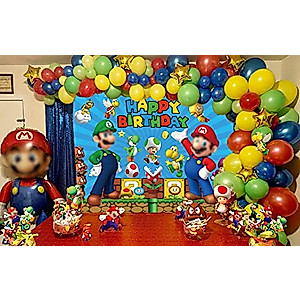 Super Brother Boy Backdrop Adventure Game Mushroom Gold Coins Photography Background Boy Children Birthday Party Baby Shower Supplies Photo Booth Studio Props 7x5FT