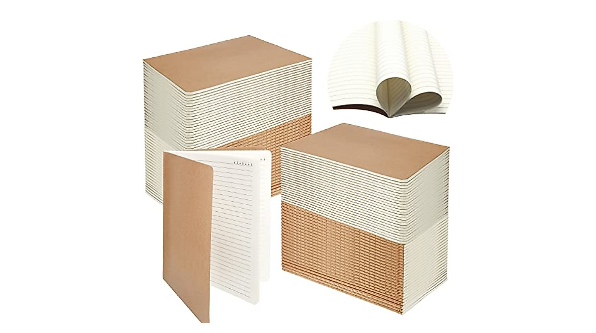 Gersoniel 24 Pack A4 Kraft Notebooks Kraft Brown Cover Lined Notebooks ...