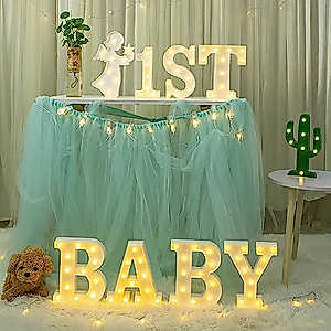 4 Warm White BABY Marquee Light Up Letters, Large BABY Led Light Sign, Perfect for Baby Shower Birthday Home Bedroom Nursery Room Table Wall Decor