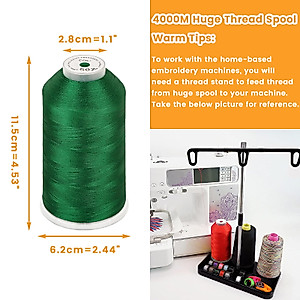 New brothread - Single Huge Spool 4000M Each Polyester Embroidery Machine Thread 40WT for Commercial and Domestic Machines - Emerald Green