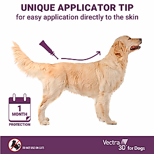 Vectra 3D for Dogs Flea, Tick & Mosquito Treatment & Prevention for Extra Large Dogs (over 95 lbs) , 3 month supply