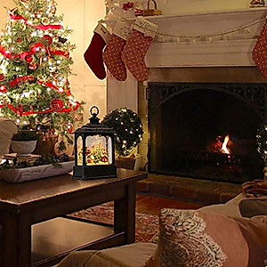 Eldnacele Musical Snow Globe Lantern with Timer, Lighted USB/Battery Operated Swirling Singing Water Glittering Lantern, Snow Globes Lantern for Adults and Kids Christmas Decoration- Santa