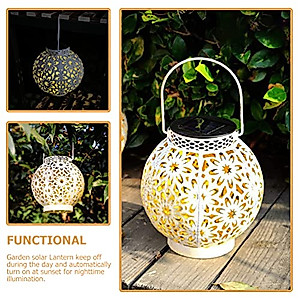 GANAZONO Solar Lanterns Outdoor Solar Powered Hanging Lights Outside Table LED Lamp Metal Lighting Garden Decoration Decorative for Patio Lawn Porch Yard Tabletop Decor