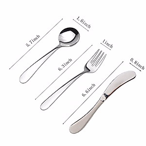 WEKTUNAA Stainless Steel Child Toddler Flatware Set, Kids Fork Knife Spoon, Mirror Polished, Steel Utensils for Toddler and Child