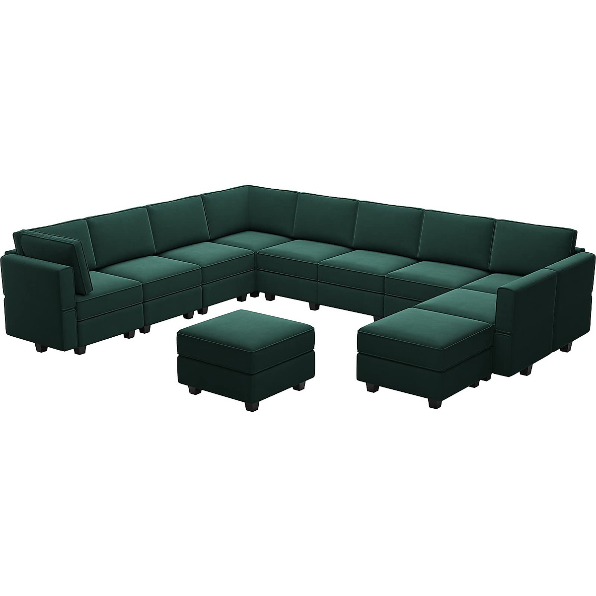Belffin Modular Sectional Sofa with Ottomans Velvet Oversized U Shaped Sofa Couch with Storage Seats Sofa Set with Reversible Chaise Velvet Green…