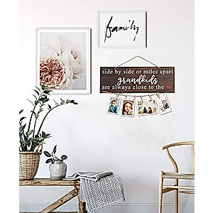 OWOYDOJ Gifts for Grandma & Grandpa from Grandchildren, Side by Side or Miles Apart Grandkids Photo Holder, Best Christmas or Birthday Gifts for Grandparents from Granddaughter and Grandson