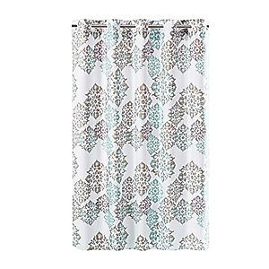 Hookless Alessandra Shower Curtain with Peva Liner, 71 in x 74 in, White, Blue and Brown