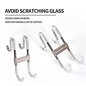 MaxSparkling life 2 Pack Shower Glass Door Hooks, Stainless Steel Double Hook Design, with Silicone Cover to Prevent Scratch, Black Hooks for Bathroom Glass Door Shower Door Hanging Towels, Bathrobes