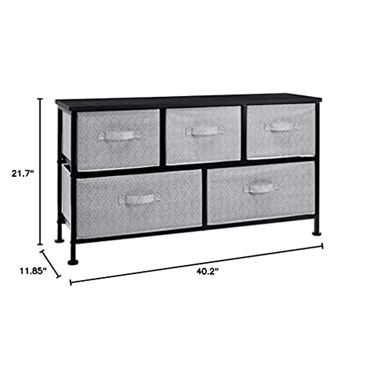 Amazon Basics Extra Wide Fabric 5-Drawer Storage Organizer Unit for Closet, Black