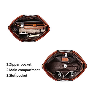 HESHE Leather Purses Shoulder Handbags for Women Tote Bags Satchel Bag Crossbody Bags Large Capacity Designer Hobo Purse (Brown)