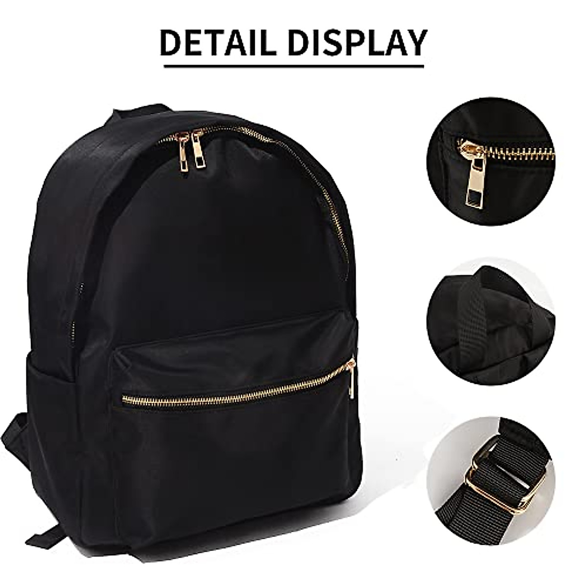 Kaymey Lightweight Casual Backpack for School Solid Color Multipurpose Unisex Waterproof Daypack Weekender Luggage Backpack Sports Backpack (Black)