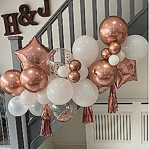 100pcs Metallic Rose Gold Latex Balloons Various Sizes Chrome Balloon 18/12/10/5 inch Helium Balloon Perfect for Birthday Valentines Baby Shower Bridal Shower Wedding Anniversary Balloons (Rose Gold)