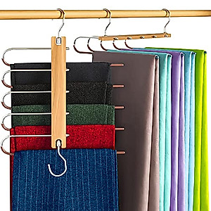 Pants Hangers Space Saving - Closet Hangers Space Saver - Scarf Organizer - Multi Functional Pants Rack - Jeans Hanger - Pant Hangers - Multifunctional Hanger Clothes - 5-in-1 Folding Trouser Hanger